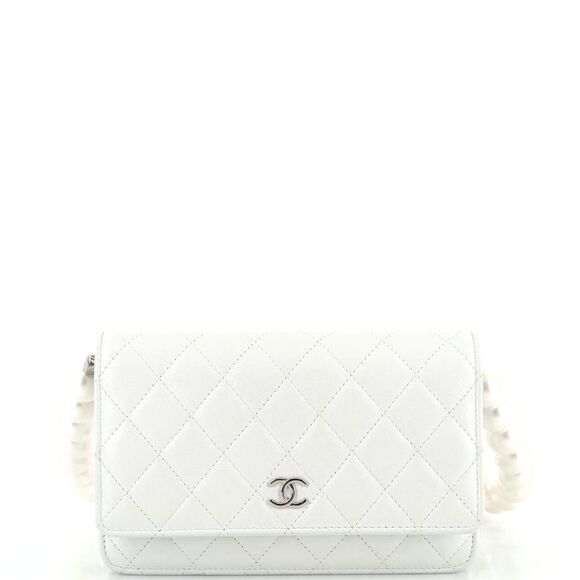 CHANEL | Bags | Chanel Pearl Strap Cc Wallet On Chain Quilted ...